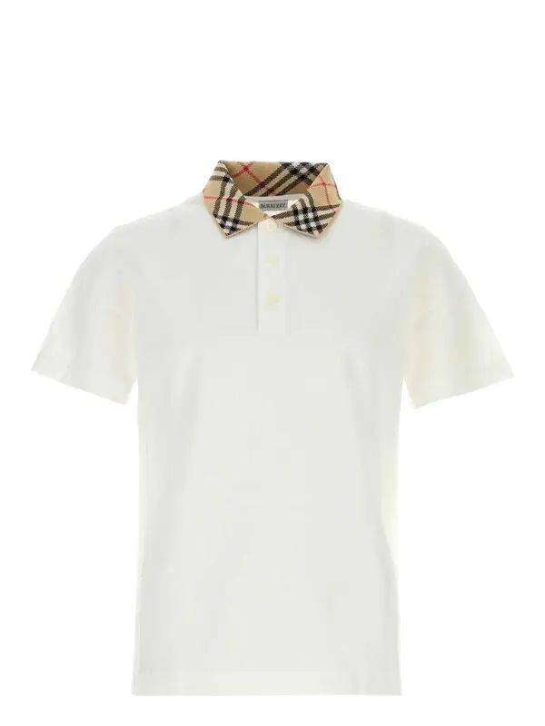 Burberry Inspired Piqué Polo Shirt - White