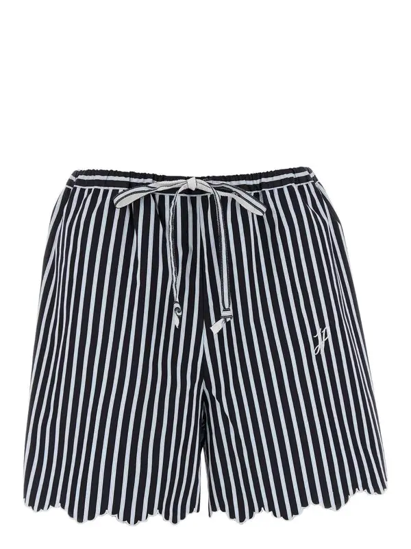 PATOU Striped Cotton Bermuda Shorts With Scalloped Hem - Stripped