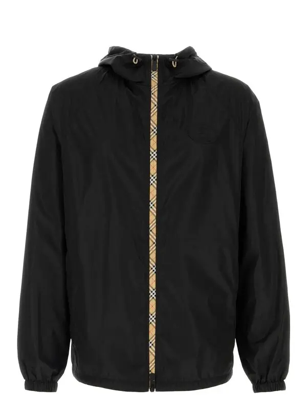 Burberry Zip-up Hooded Nylon Windbreaker Jacket - Neutrals