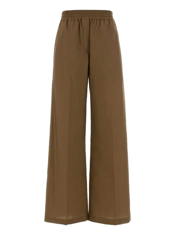 Brunello Cucinelli Wide-leg Cotton-blend Pants - Brown