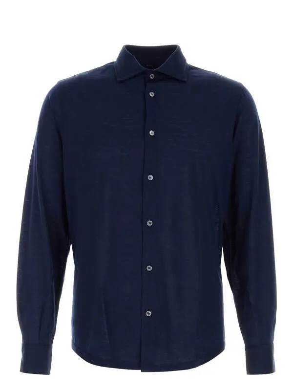 Fedeli 100% Wool Shirt - Blue
