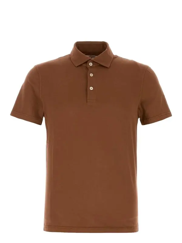 Fedeli Stretch Cotton Polo Shirt - Brown