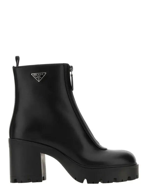 Prada 9 Cm Leather Ankle Boots For - Black