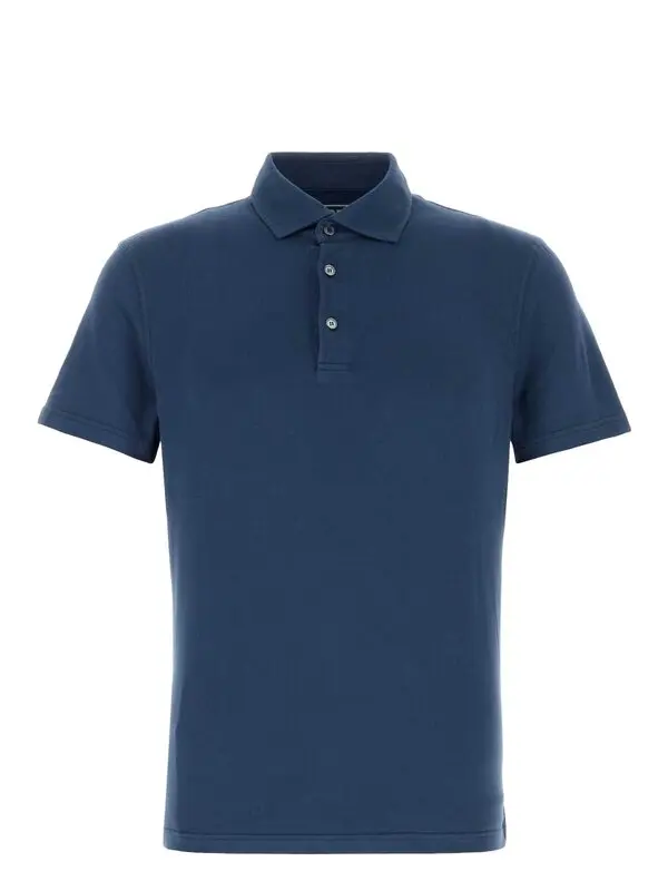 Fedeli Stretch Cotton Polo Shirt For - Blue