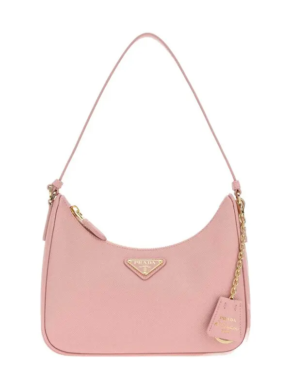 Prada Re-edition Leather Shoulder Handbag - Pink