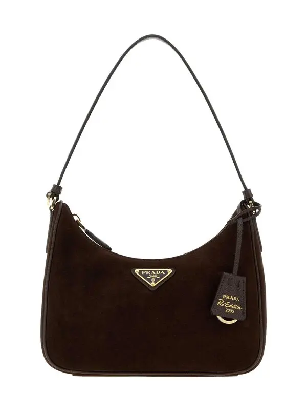 Prada Re-edition Suede Shoulder Handbag - Brown