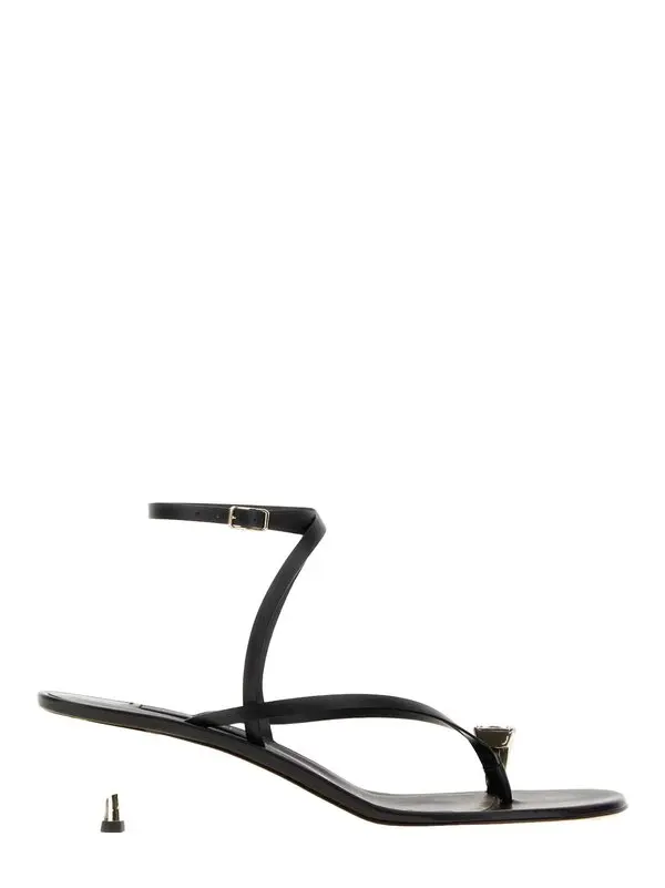 Casadei 5 Cm Leather Thong Sandals - Black