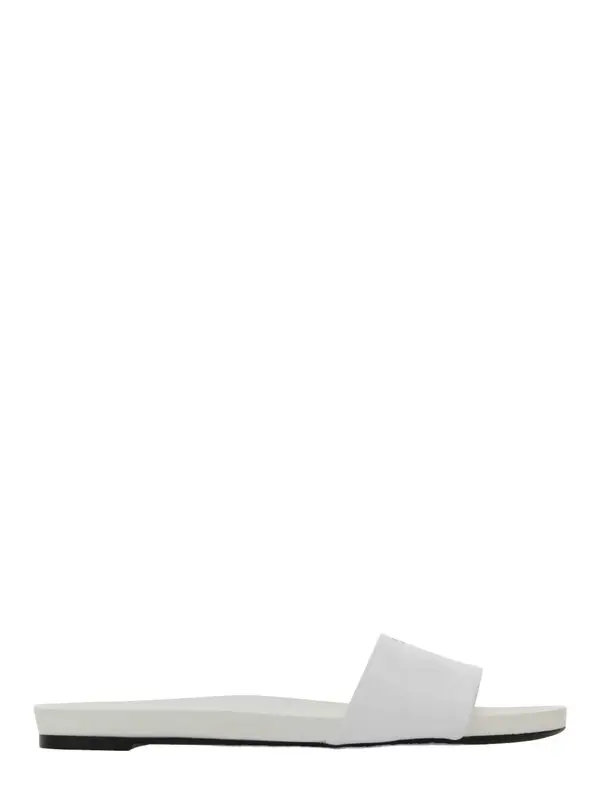 Prada Leather Slip-on Slippers With Rubber Sole - White