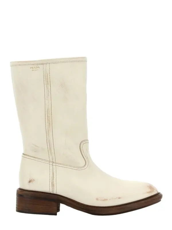 Prada Calf Leather Boots - White