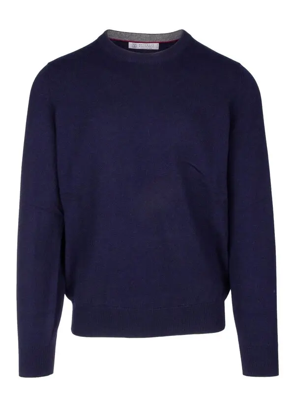 Brunello Cucinelli Cashmere Crewneck Sweater - Navygrigioscuro