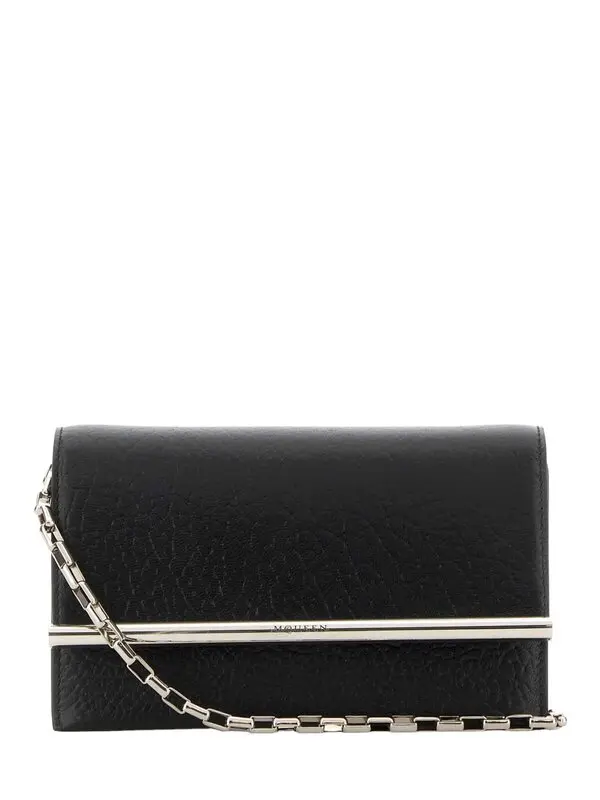 Alexander McQueen Leather Clutch With Chain Strap - Black