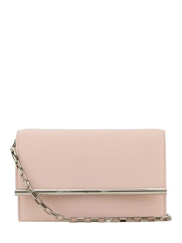 Alexander McQueen Leather Mini Clutch With Silver Tone Hardware - Pink