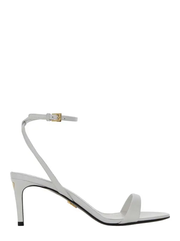 Prada Leather Heeled Sandals With 7 Cm Heel - White