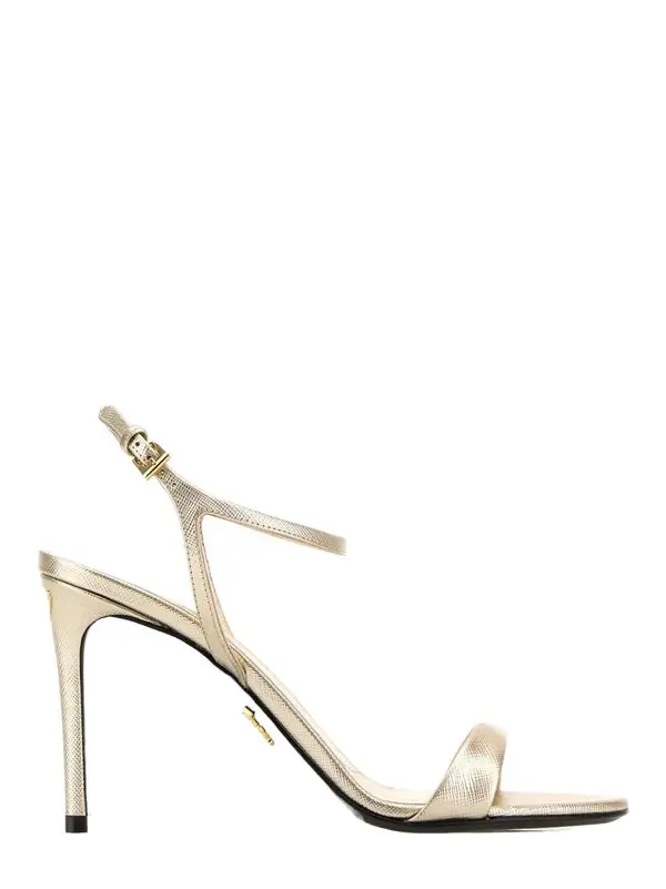 Prada Leather High Heel Sandals - Gold