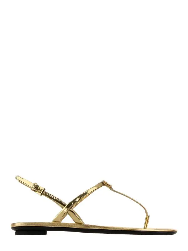 Prada Leather Thong Sandals - Gold