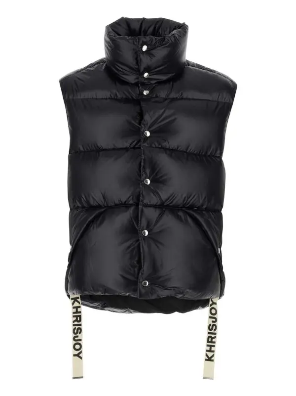 Khrisjoy Sleeveless Shiny Nylon Puff Down Vest - Black