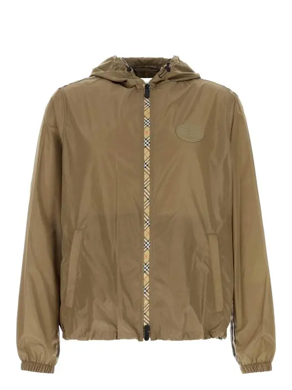 Burberry Nylon Newport Windbreaker With Signature Check Detail - Brown