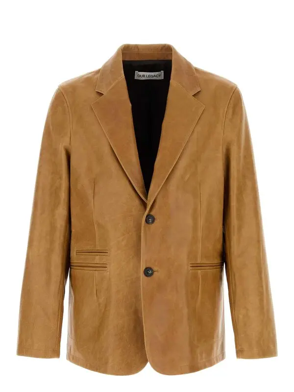Our Legacy Opening Blazer In Bovine Leather - Camel