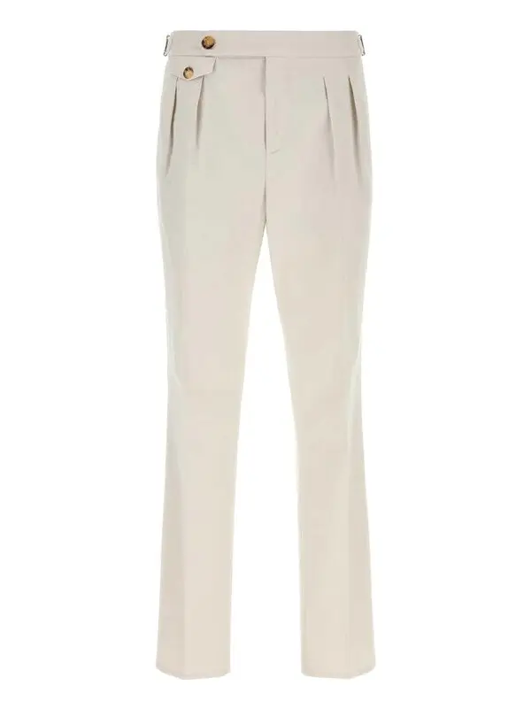Brunello Cucinelli Tailored Stretch Cotton Pants - White