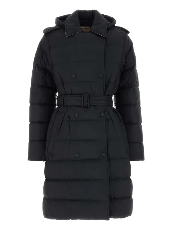 Burberry Quilted Down Jacket With Belt - Blue