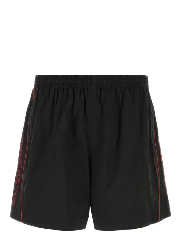 Balenciaga Nylon Bermuda Shorts With Contrast Piping - Black