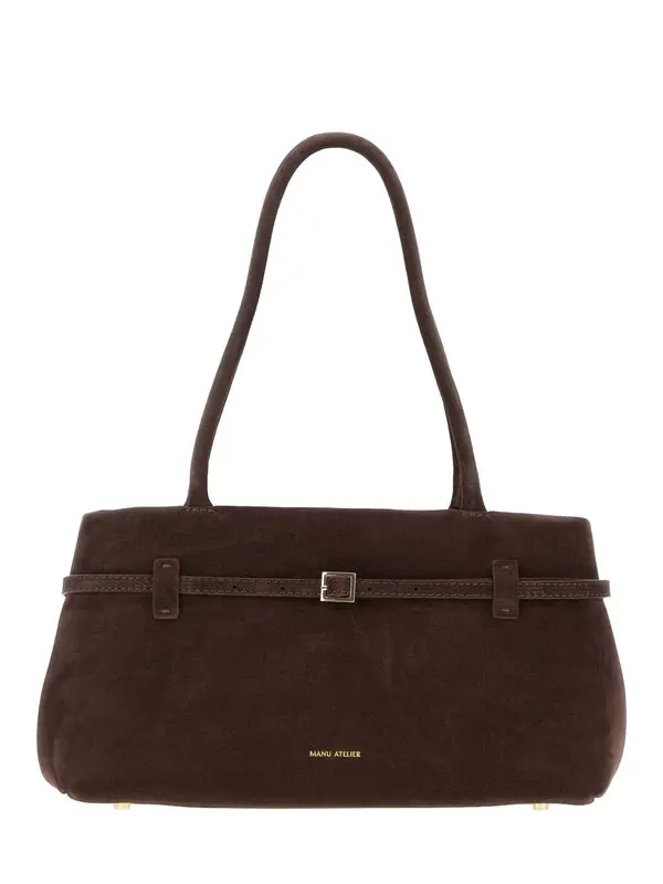 Manu Atelier Le Cambon East West Suede Shoulder Handbag - Brown