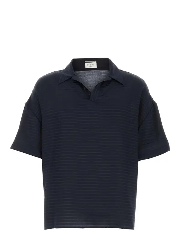 Saint Laurent Silk Oversize Polo Shirt - Blue