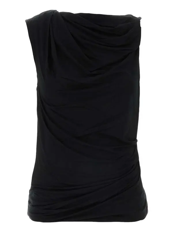 ENTIRE STUDIOS Draped Stretch T-shirt Top - Black