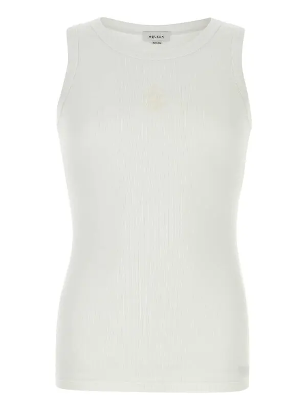 Alexander McQueen Ribbed Cotton Tank Top - White