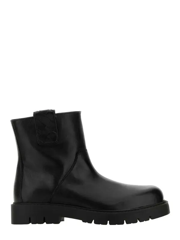 Bottega Veneta Haddock Leather Ankle Boots With 4 Cm Platform - Black