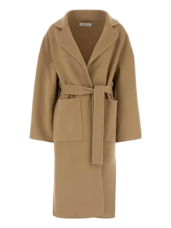 AFTERCOAT Belted Wool-cashmere Blend Jacket - Camel