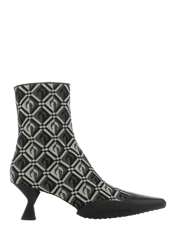 MARINE SERRE Embroidered Cotton-blend Ankle Boots With 6.5 Cm Heel - Printed