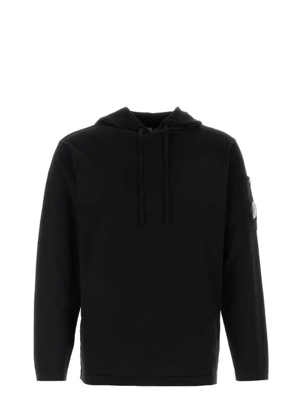 C.P. COMPANY Cotton Knit Hooded Sweatshirt - Black