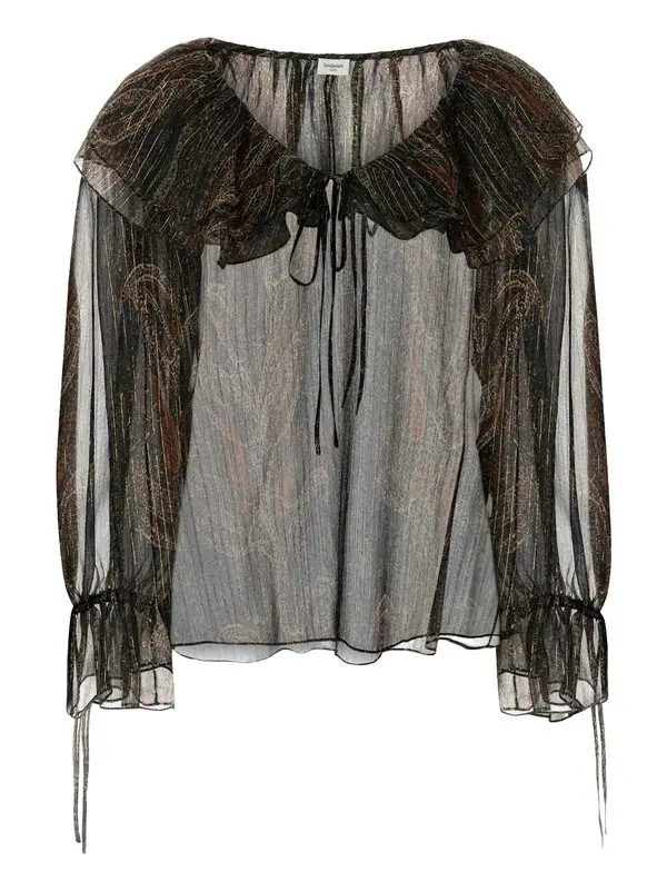 Saint Laurent Metallic Paisley Print Silk Blend Blouse - Printed