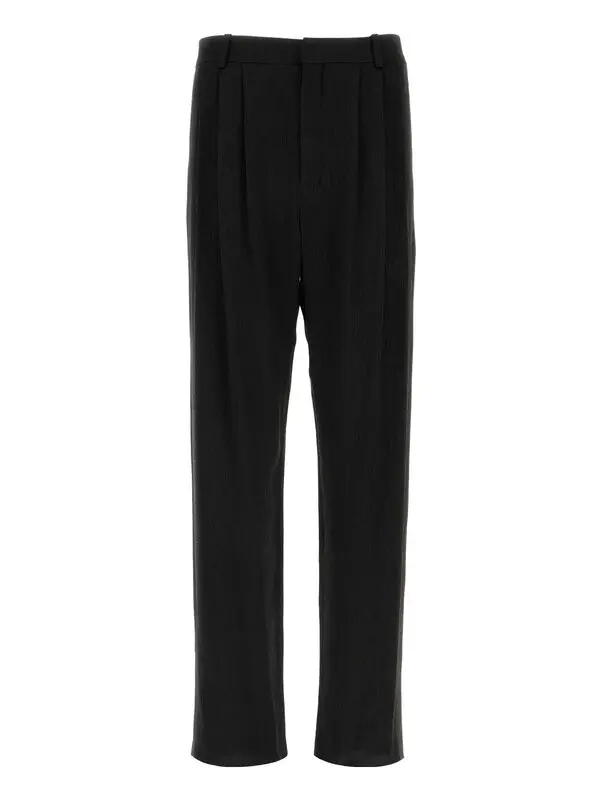 Saint Laurent Silk Crepe Wide-leg Trousers - Black
