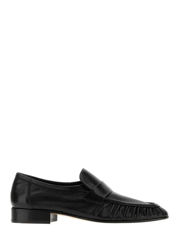 THE ROW Soft Leather Loafers - Black