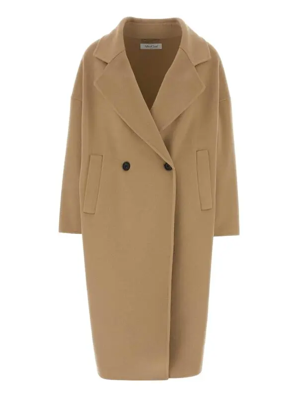 AFTERCOAT Wool & Cashmere Blend Double Breasted Jacket - Camel