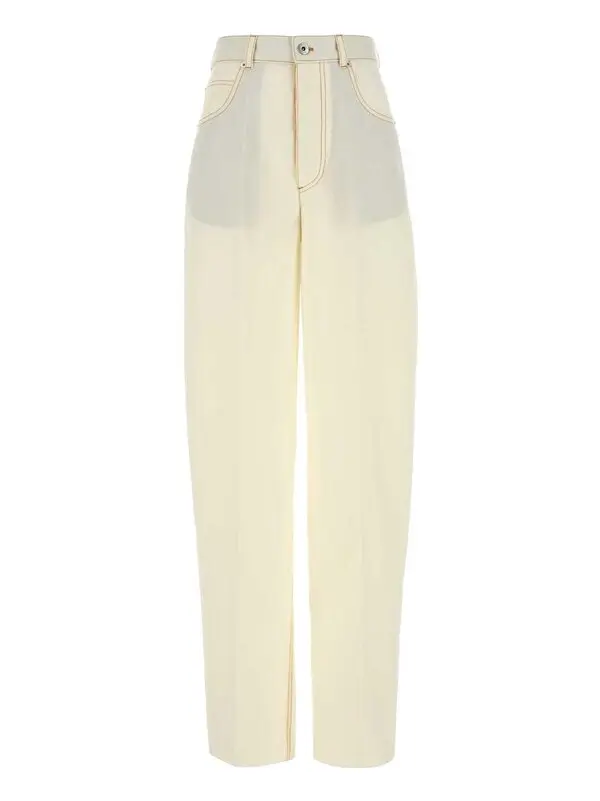 Bottega Veneta Wool Tailored Straight Leg Pants - White