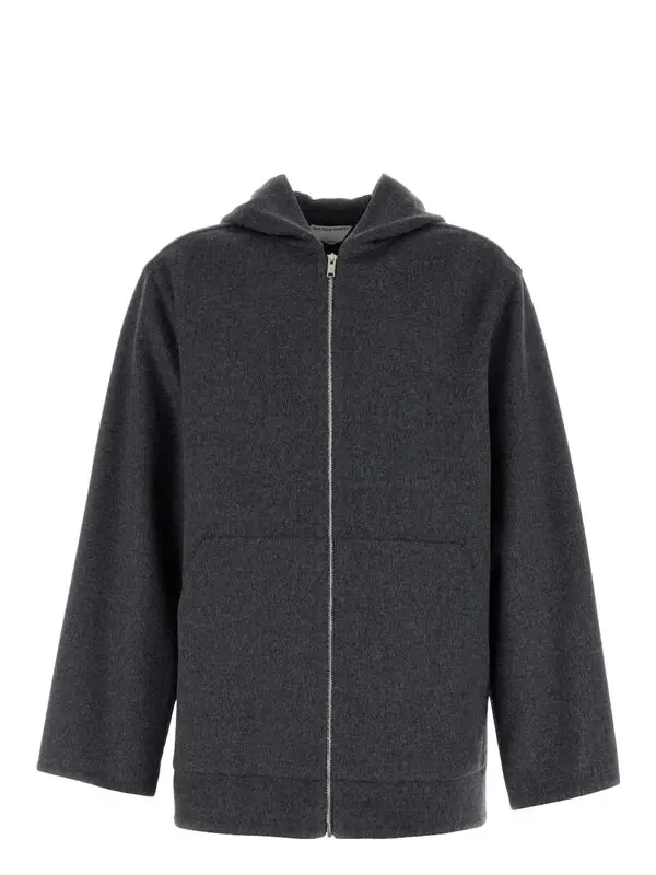Bottega Veneta Virgin Wool Zip-up Hoodie - Grey