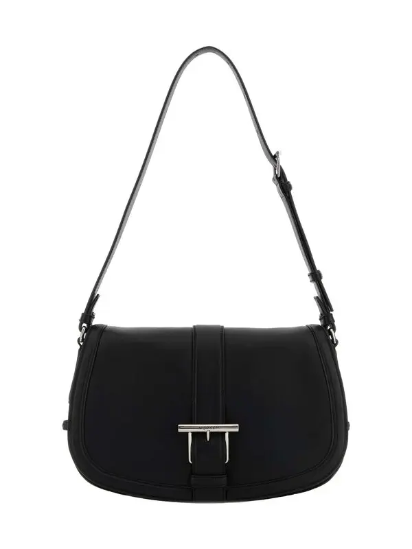 Alexander McQueen Large Leather Satchel Crossbody Handbag - Black