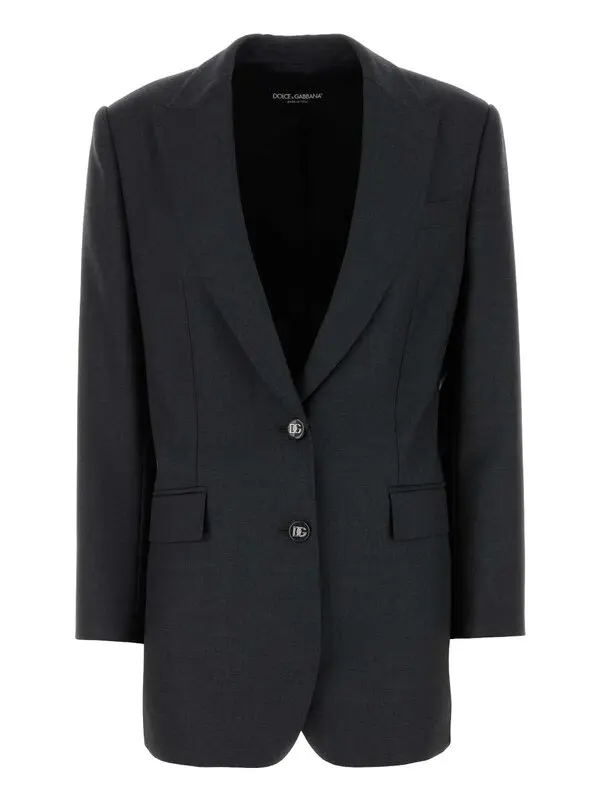 Dolce & Gabbana Wool Blazer With Silk Lining - Grey