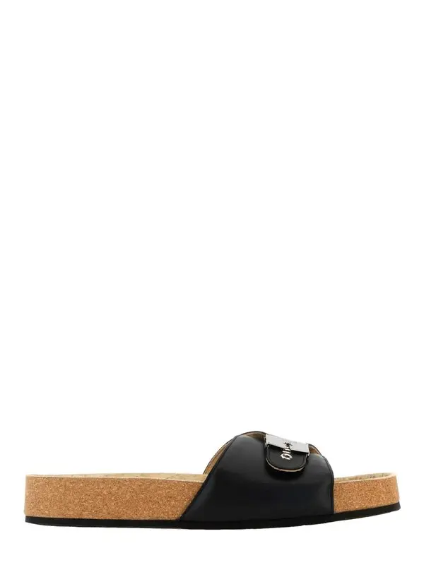 Balenciaga Leather Slides With Rubber Sole - Black