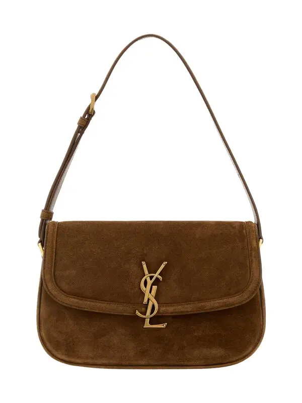 Saint Laurent Solferino Suede Shoulder Handbag 24.5 Cm X 15 Cm X 8.5 Cm - Brown