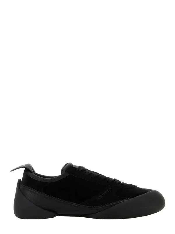 Alexander McQueen Canvas And Suede Lace-up Sneakers - Black