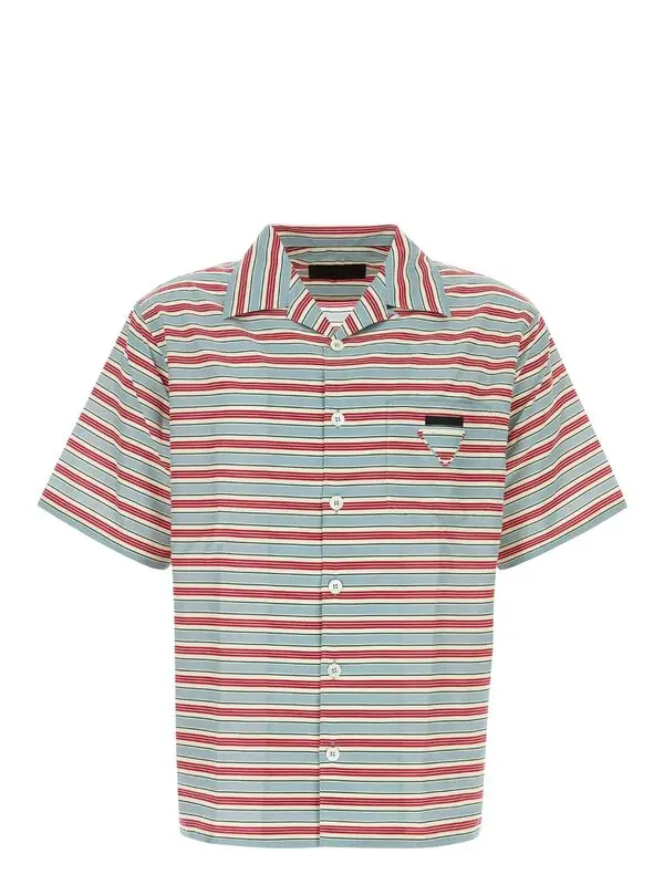 Prada Embroidered Striped Cotton-silk Blend Shirt - Stripped