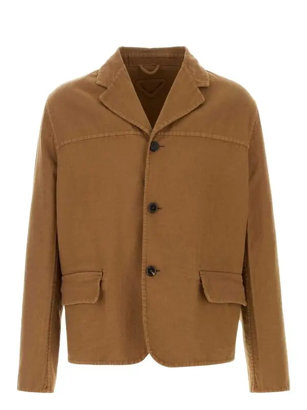 Prada Single-breasted Cotton Blazer - Camel