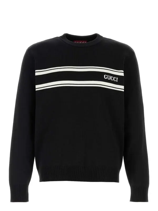Gucci Striped Silk Blend Knit Sweater - Black