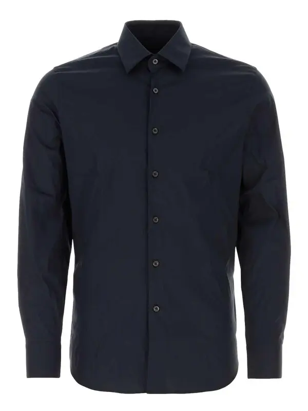 Prada Stretch Poplin Shirt For - Blue