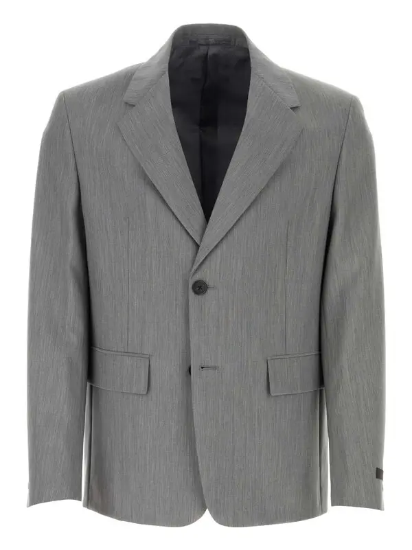 Prada Melange Wool Blend Blazer For - Grey