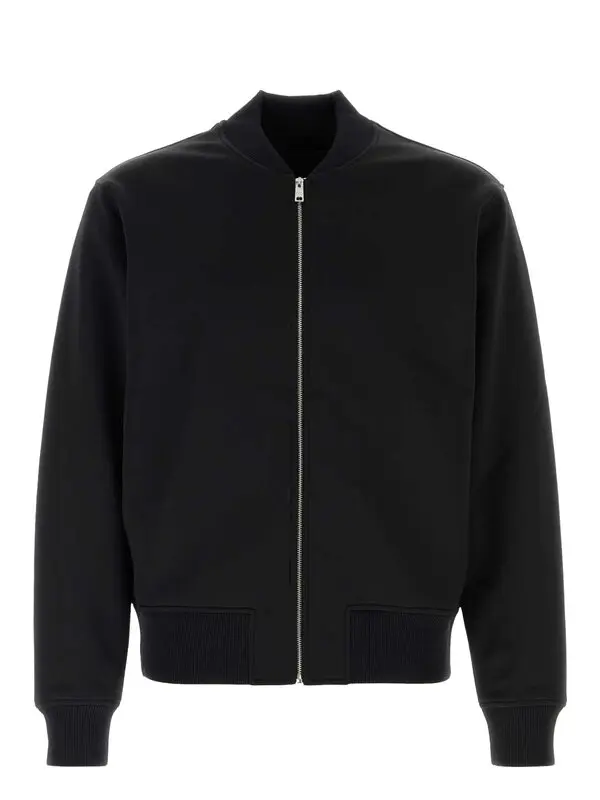 Prada Zip Up Stretch Polyester Bomber Jacket - Black